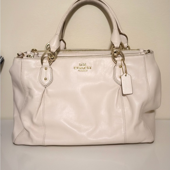 Coach | Bags | Coach Ivory Leather Satchel | Poshmark